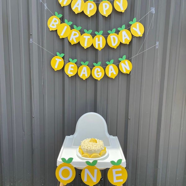 Lemon 'happy Birthday' Banner: Lemonade Party Decor - Etsy