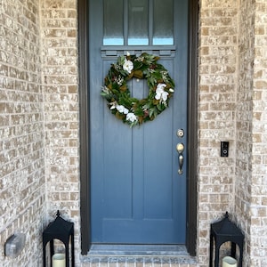 Magnolia Wreath for Front Door With Realistic White Magnolia - Etsy