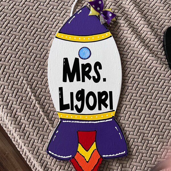Welcome Teacher Rocket Ship Sign Learning is a Blast Personalized Name ...