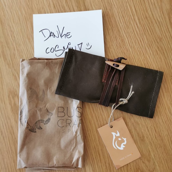 Oilskin Waxed Canvas Roll up Pouch for a Bushcraft Fire Kit, Pipe ...