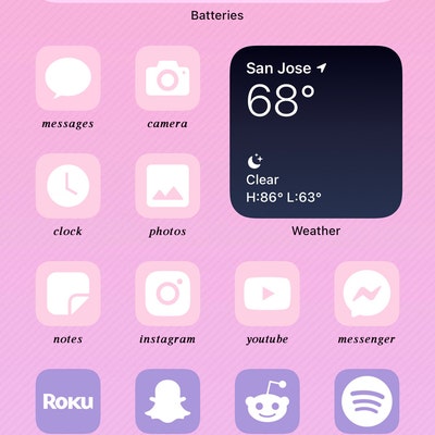 Pink App Icons, iPhone Theme Pack, Aesthetic Pink Rose Icons, Art ...