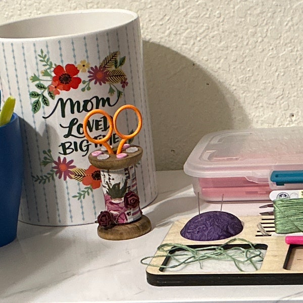 Cotton Reel Scissor Holder With Scissors / Autumn Inspired Design - Etsy