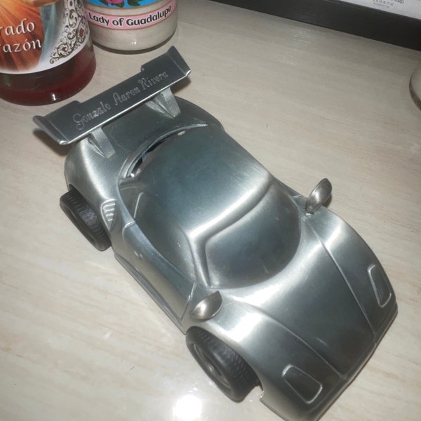 Personalized Sports Car Coin Bank Piggy Bank Pewter Finish Custom ...