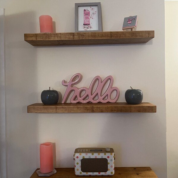 Slim Rustic Floating Wooden Shelf, Radiator Shelf, Rounded Edges, Ledge ...