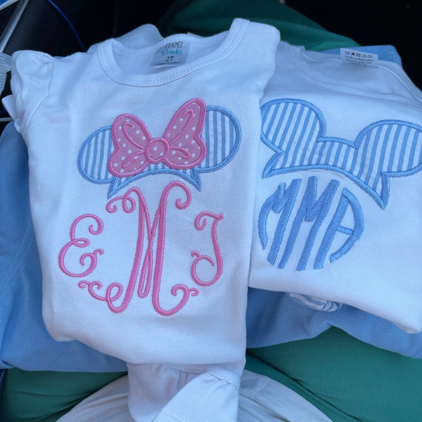 Monogram Disney Outfit, Minnie Mouse Girls Embroidered Shirt ...