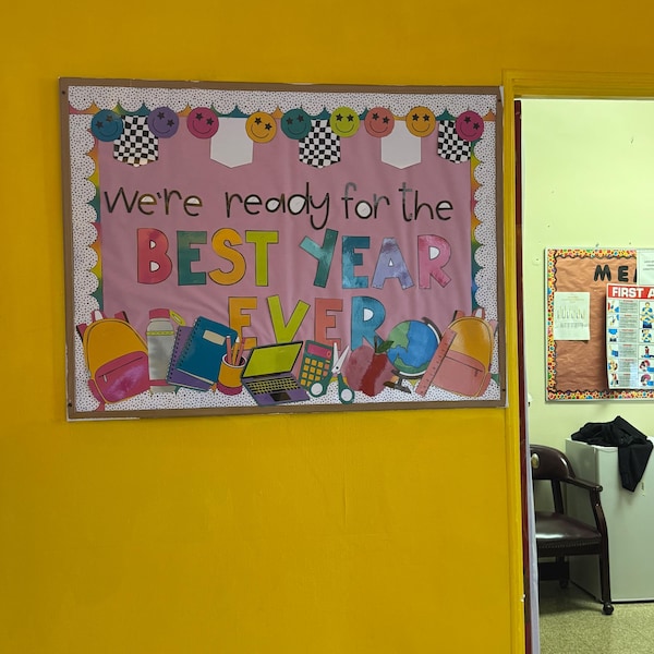 Welcome Back to School Bulletin Board Kit Retro Rainbow Classroom Decor ...