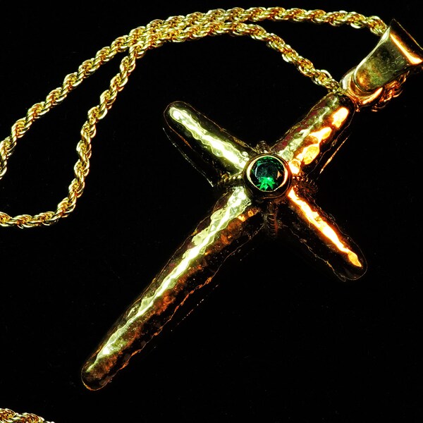 Byzantine Cross Solid Gold 14K or 18K With Ruby or Blue Sapphire or ...