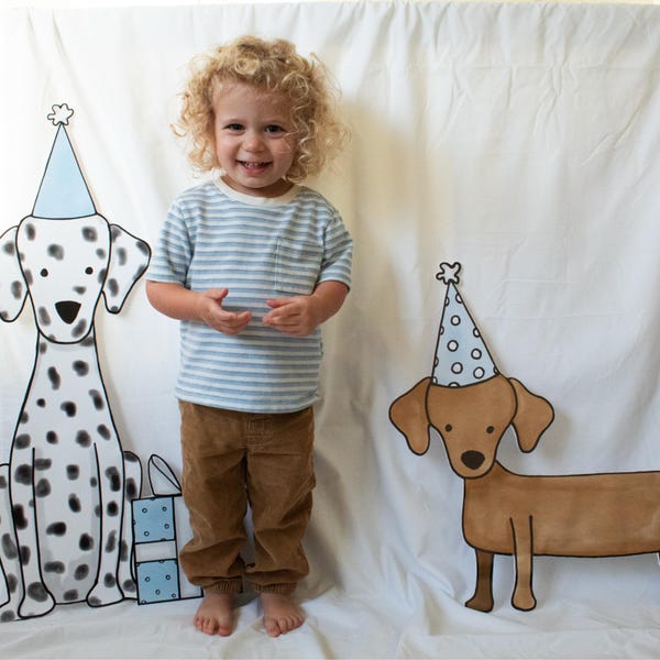 Watercolor Baby Blue Party Dogs Digital Clip Art Set- Instant Download ...