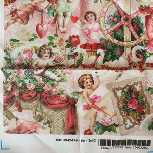 Victorian Cherubs Fabric Cherubs Roses and Hearts by - Etsy