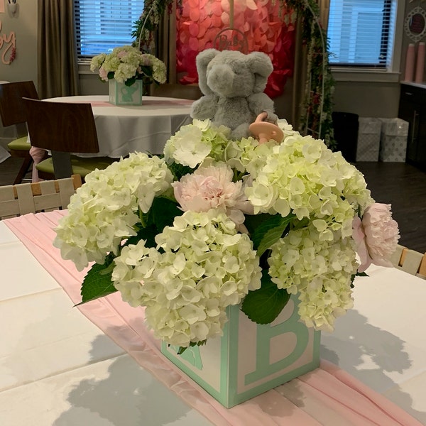 Mint Green Baby Shower Centerpiece , ABC Centerpiece Baby Block, Table ...