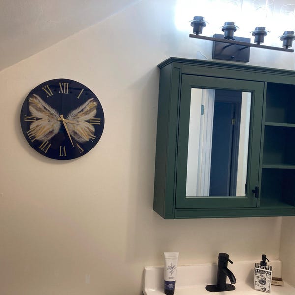 Glass Abstract Wall Clock Wall Art, Modern Marbled Style Tempered Glass ...