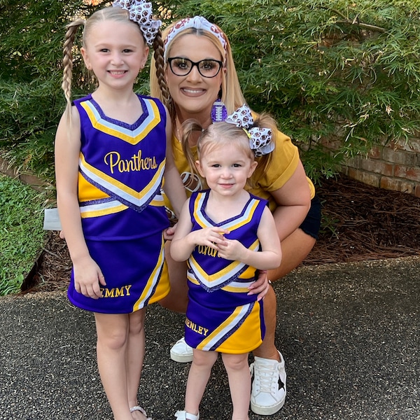Purple & Gold Cheer Uniform, Customized Cheerleading Uniform, Girls ...