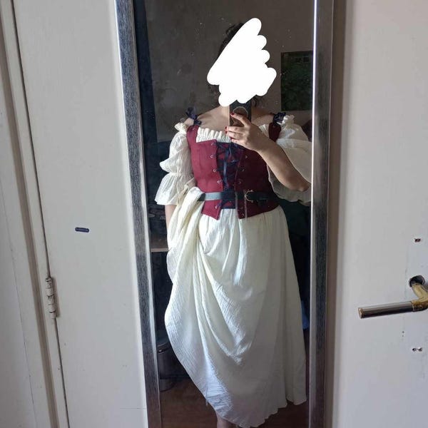 Renaissance Corset Bodice Stays in Red and Gold Paisley Jacquard, Ren Faire Corset, Medieval ...