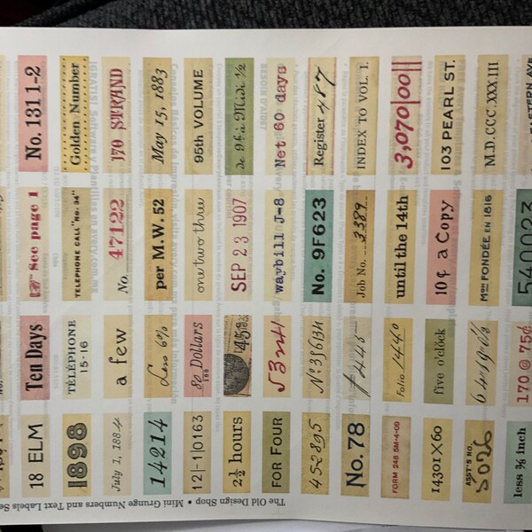 Number Labels Mini Shabby Numbers and Text Label Tags Set 4 Printable ...