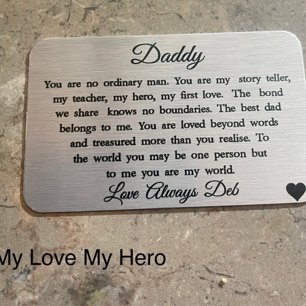 Personalised Dad Wallet Insert Card Keepsake Engraved Custom Wallet ...