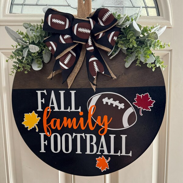 Fall Front Door Decor | Fall Door Hanger | Fall Family Football | Fall ...