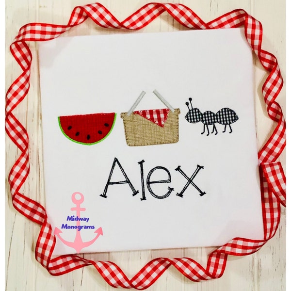 Watermelon, Picnic Basket, Ant Summer Blanket Stitch Trio Machine ...