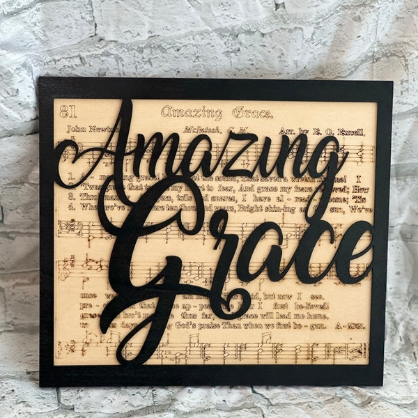 Amazing Grace Sign Svg – Layered Wood Hymn Laser File – Gospel Wall ...