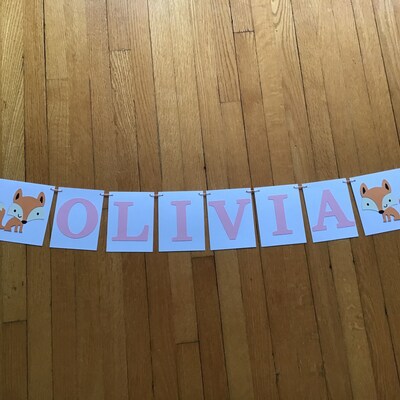 Fox Banner Custom Text or Name Fox Baby Shower or Birthday Party ...