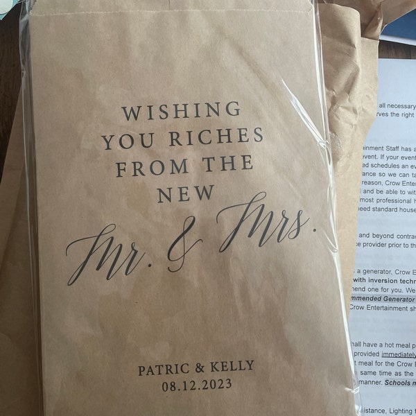 Wishing You Riches From the New Mr and Mrs Favor Bags Scratch Ticket ...