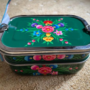 Asian Tiffin Eco Lunchbox Hand Painted Three Compartments - Etsy