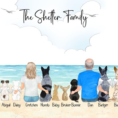 Personalized Couple Dog Print, Dog Mom and Dad Print, Dog Family Print ...