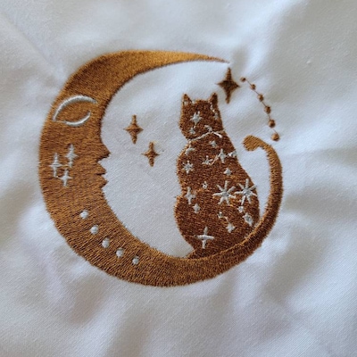 Magical Moon Cat Machine Embroidery Design / Moon Cat / Cat - Etsy