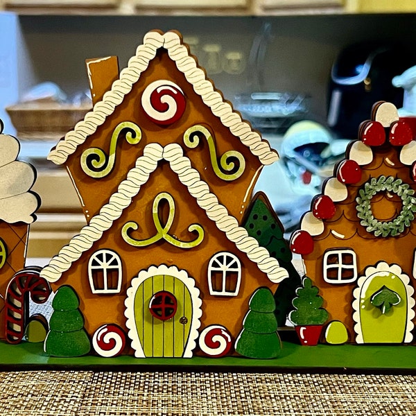 Gingerbread Standing Houses File SVG, Christmas Glowforge, Santa ...