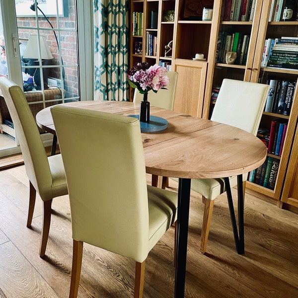 Expandable Round Dining Kitchen Table, Solid Sustainable Oak ...