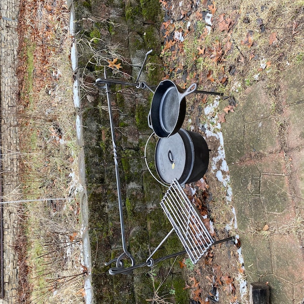 Hand Forged Campfire Cookset With Adjustable Swing Arms (heavy Duty ...