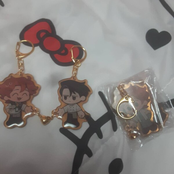 Rody and Vincent Heart Magnet Keychain Set | Dead Plate 6.5 Cm Double ...