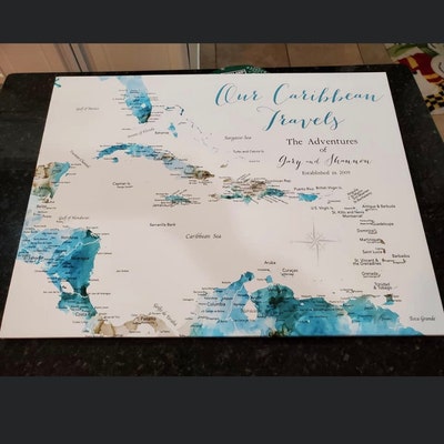 Custom Caribbean Map, Incl Optional Personalized Title and Legend ...