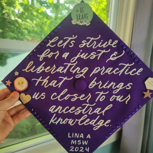 CUSTOM Grad Cap Decal / Graduation Modern Calligraphy Sticker ...