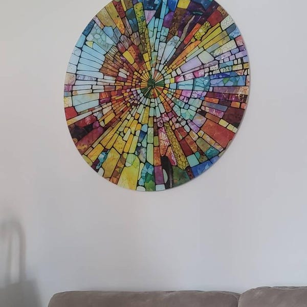 Stained Glass Wall Art Print Round Glass Art Panoramic Large Wall Art ...