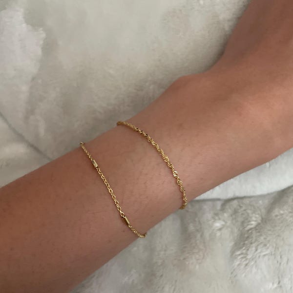 Two Delicate Bracelets Set, Dainty Bracelet Set, Two Minimalist ...