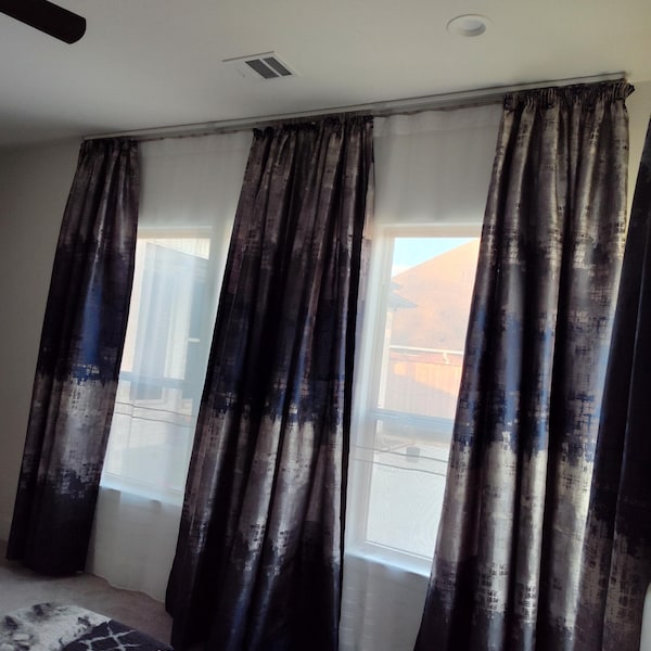 Luxury Color Block Jacquard Curtains – Custom Made Elegance, 4 Colors ...