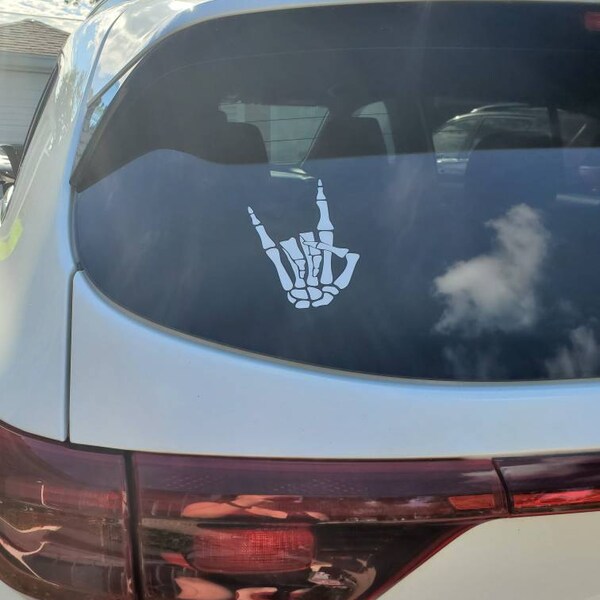 Rock on Skeleton Hand Vinyl Decal Sticker | Devil Horn Hand Sign, Metal ...