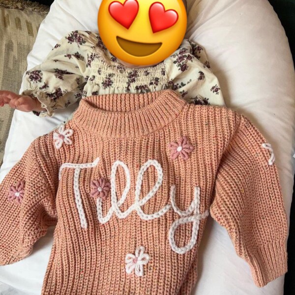 Custom Design Jumper,personalised Sweater,hand Embroidered Sweater,baby ...