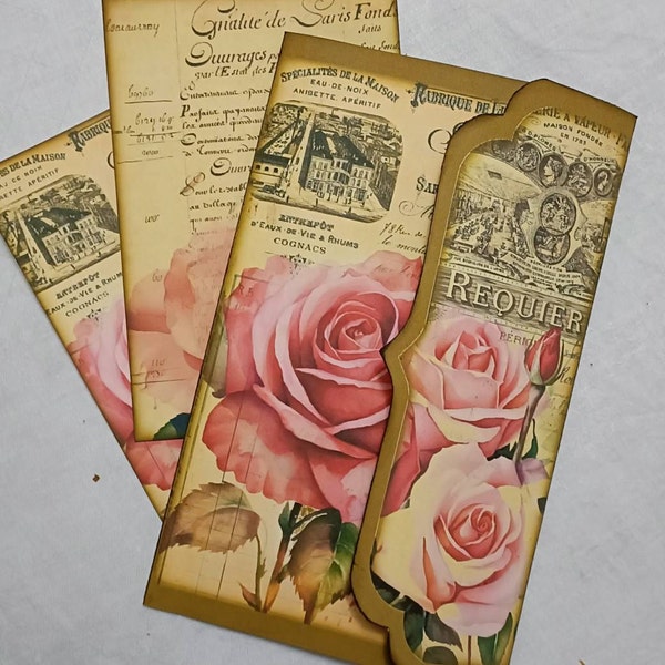 Roses Trifold Folio Junkjournal Kit Vintage DIY Mini Folio Junk Journal Kit Digital Folding ...