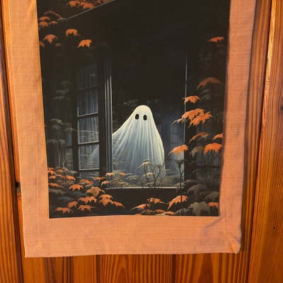 Ghost Looking Out a Window During Fall, Spooky Ghost Print, Halloween ...