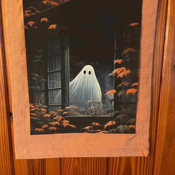 Ghost Looking Out a Window During Fall, Spooky Ghost Print, Halloween ...