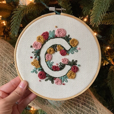 Christmas Letter Embroidery Pattern Initial Hand Embroidery Design ...