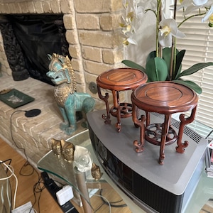 Chinese Collection of Rosewood Round Bases/flower Racks/flower Tables ...