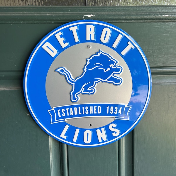 12" Diameter Detroit Lions Officially Licensed Pro Football Sign-sports ...