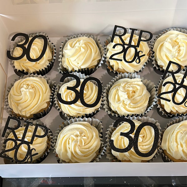 RIP 20s Cupcake Toppers, 30th Birthday Cake Toppers, Happy Birthday - Etsy