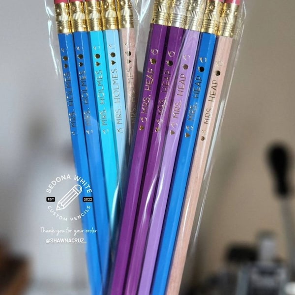 Personalized Pencils (set of 12) Choose Your Own Colors Teacher Gift ...