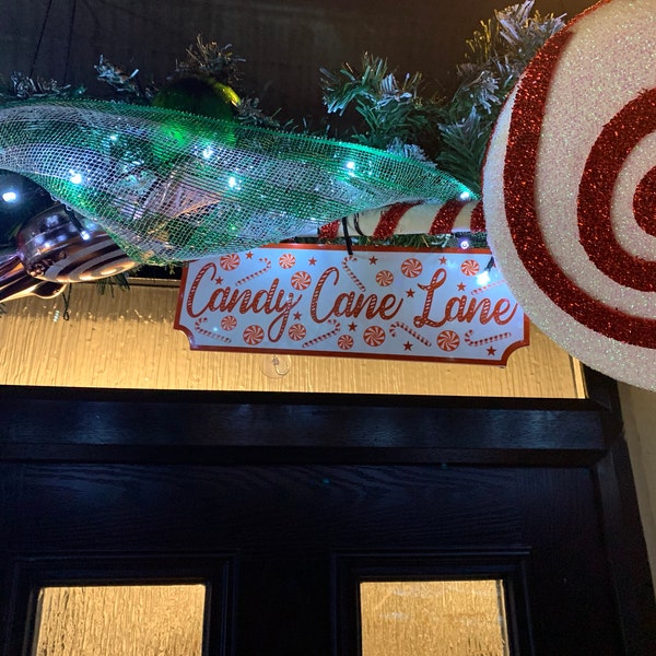 Candy Cane Lane Sign, Christmas Signs, Candy Cane Sign, Christmas Front ...