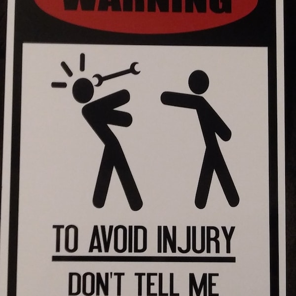 WARNING to Avoid Injury Sign Work Shop Home Garage Men Vinyl Wall ...