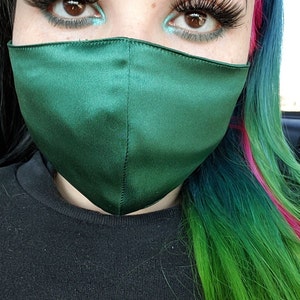 EMERALD GREEN Silk Face Mask Women Luxury Fabric Face Mask Face Cover ...