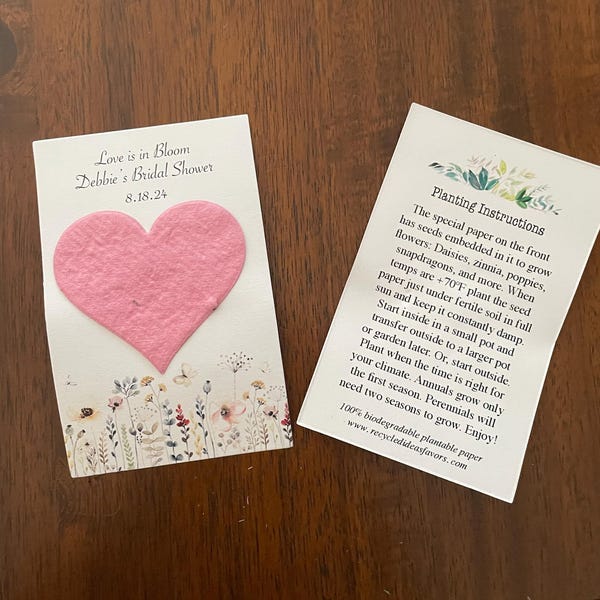 Instant Download - PDF Card Template for Seed Paper Hearts - Editable ...
